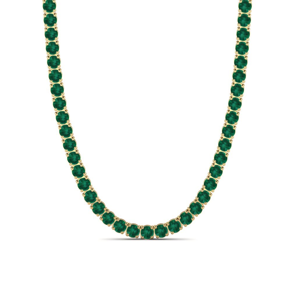 Order 32.25 Carat Round cut 14ct Yellow Gold Emerald Men's Necklace ...